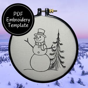 Snowman and Pine Tree Hand Embroidery Pattern DIY Embroidery - Etsy
