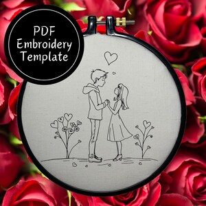 Valentine Couple Hand Embroidery Pattern DIY Embroidery - Etsy