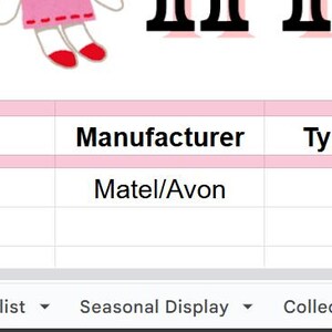 Large Print "doll Collecting Inventory Tracker" - Easy on the Eyes ...