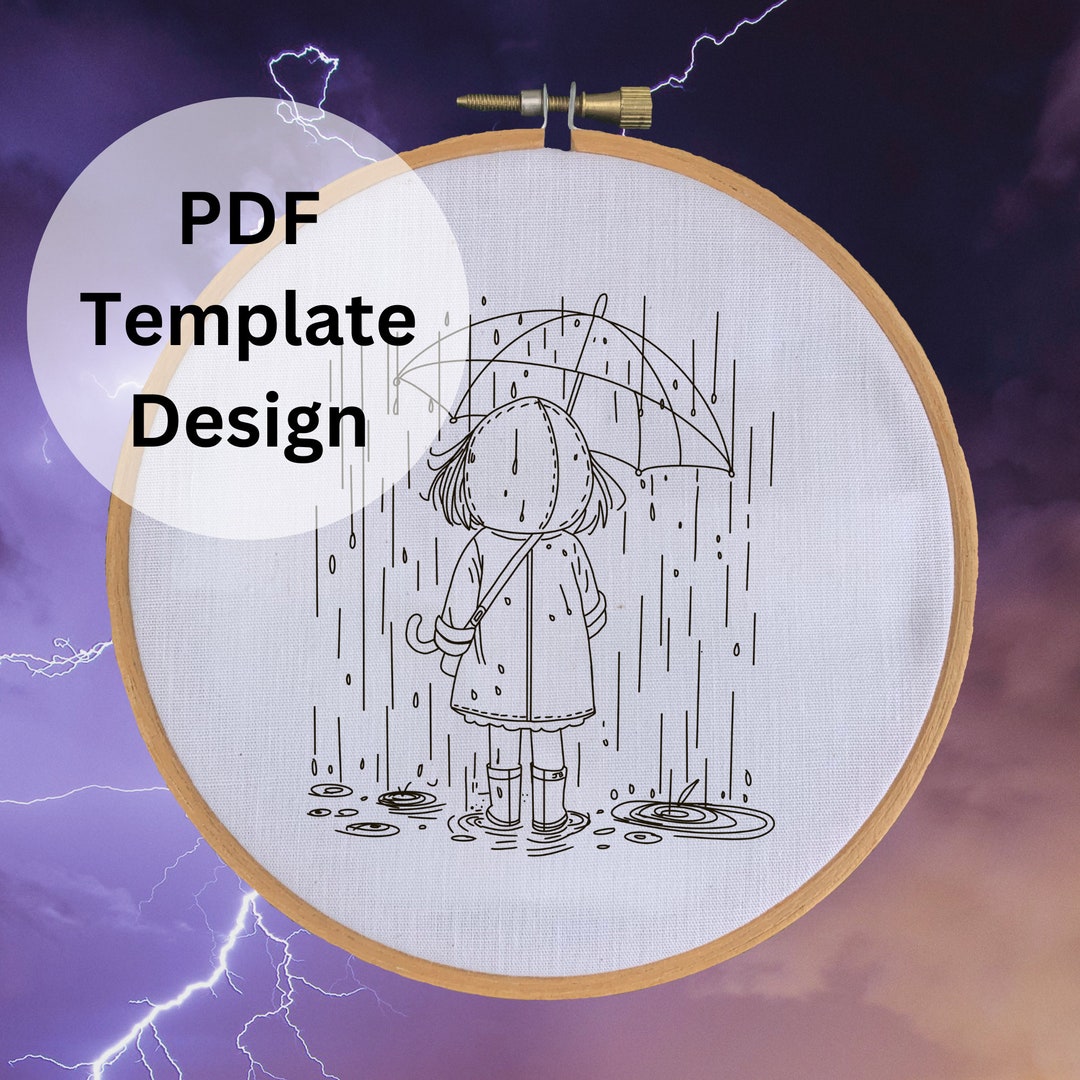 April Showers Hand Embroidery Pattern - DIY Design - Etsy