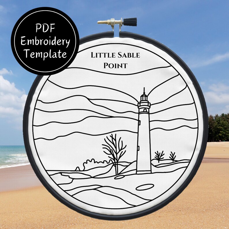 Little Sable Point Lighthouse Hand Embroidery Pattern DIY Embroidery - Etsy