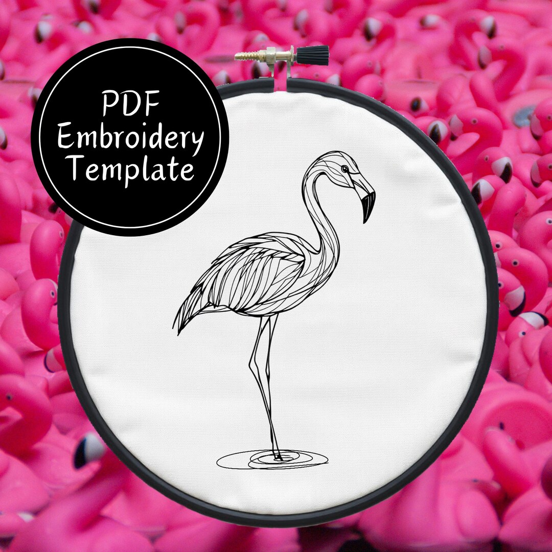 Pink Flamingo Hand Embroidery Pattern DIY Embroidery - Etsy
