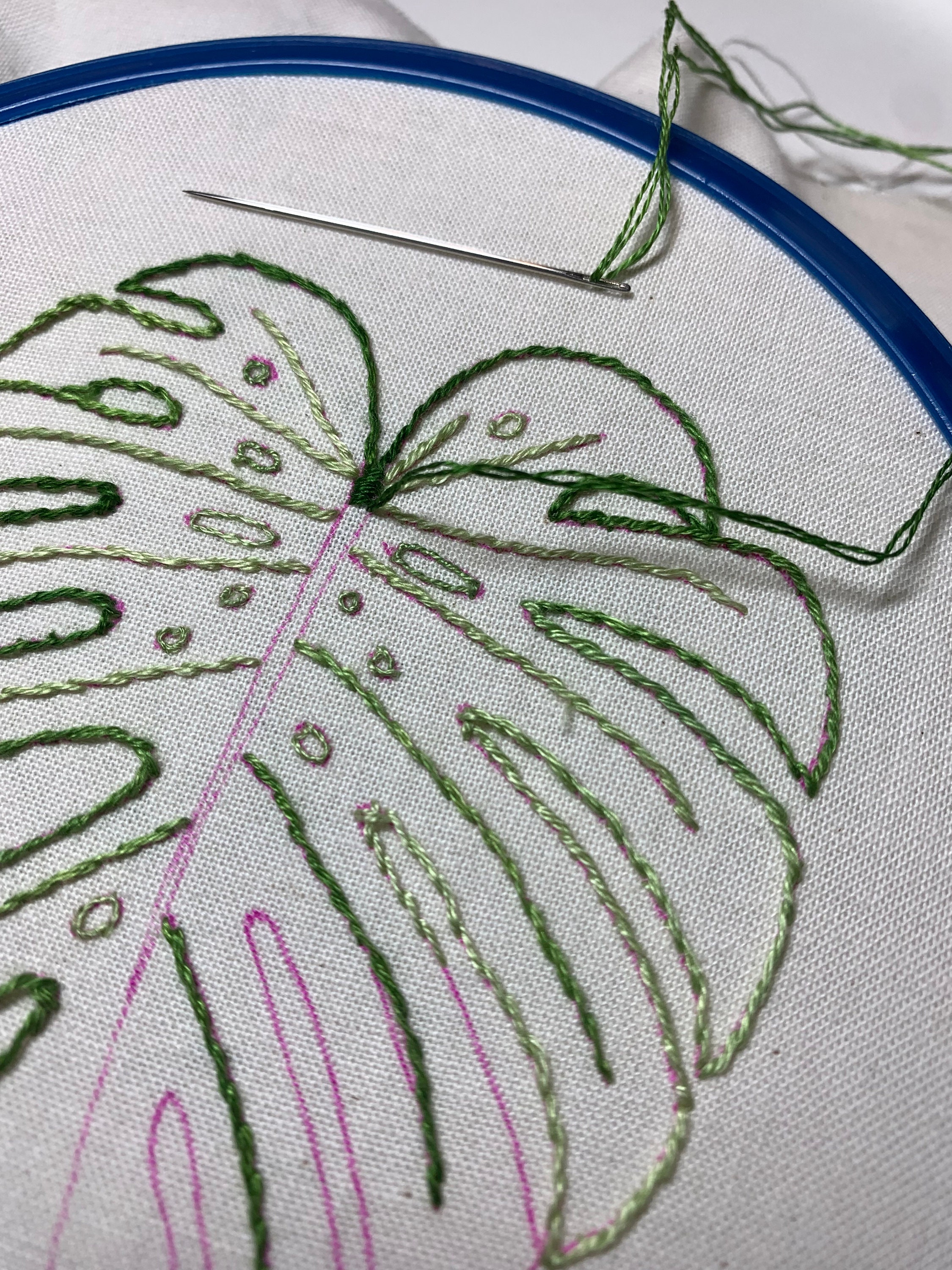 Stitch Your Own Monstera Magic! Hand Embroidery Leaf Pattern - Instant ...