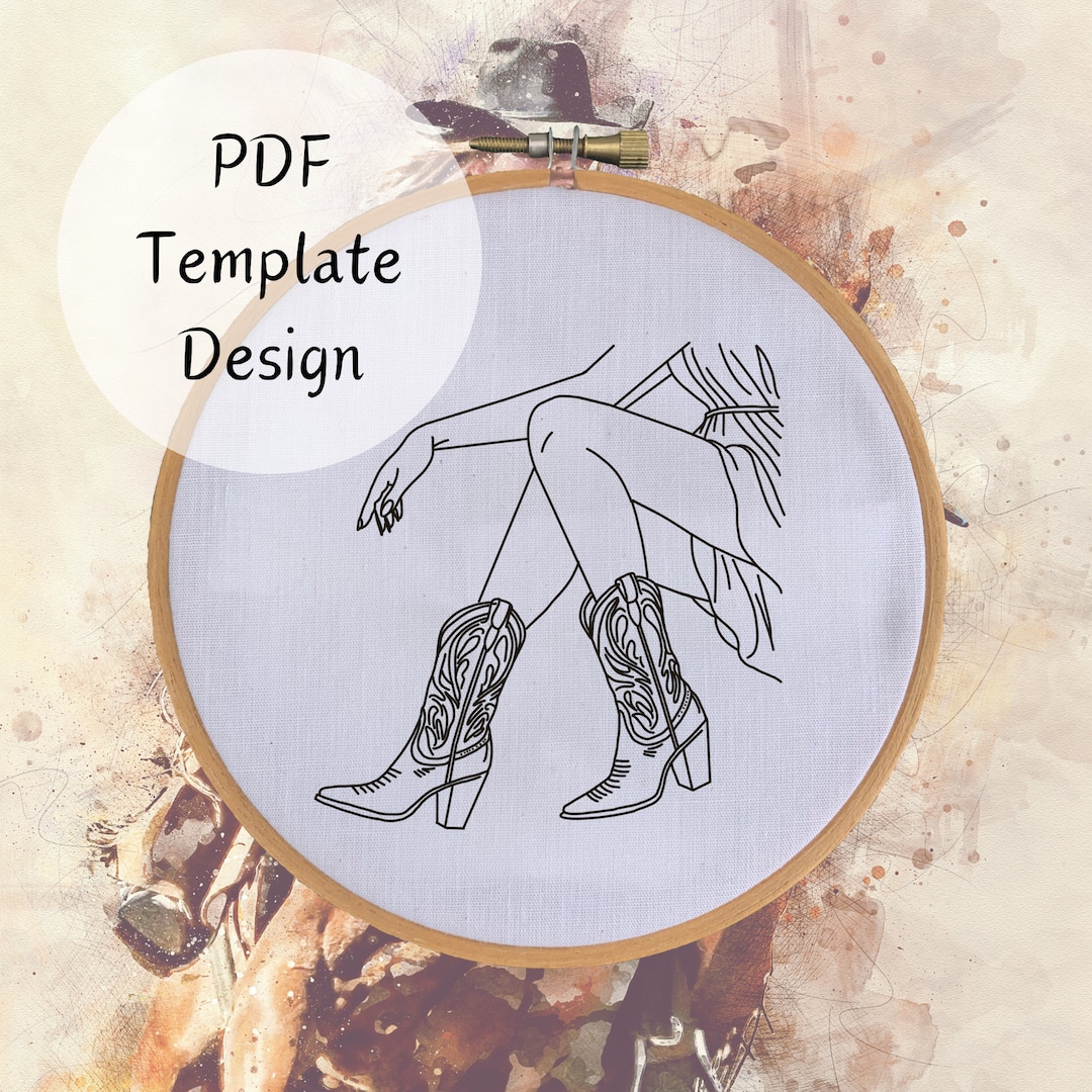 Cowgirl Boots Hand Embroidery Pattern - DIY Design - Etsy