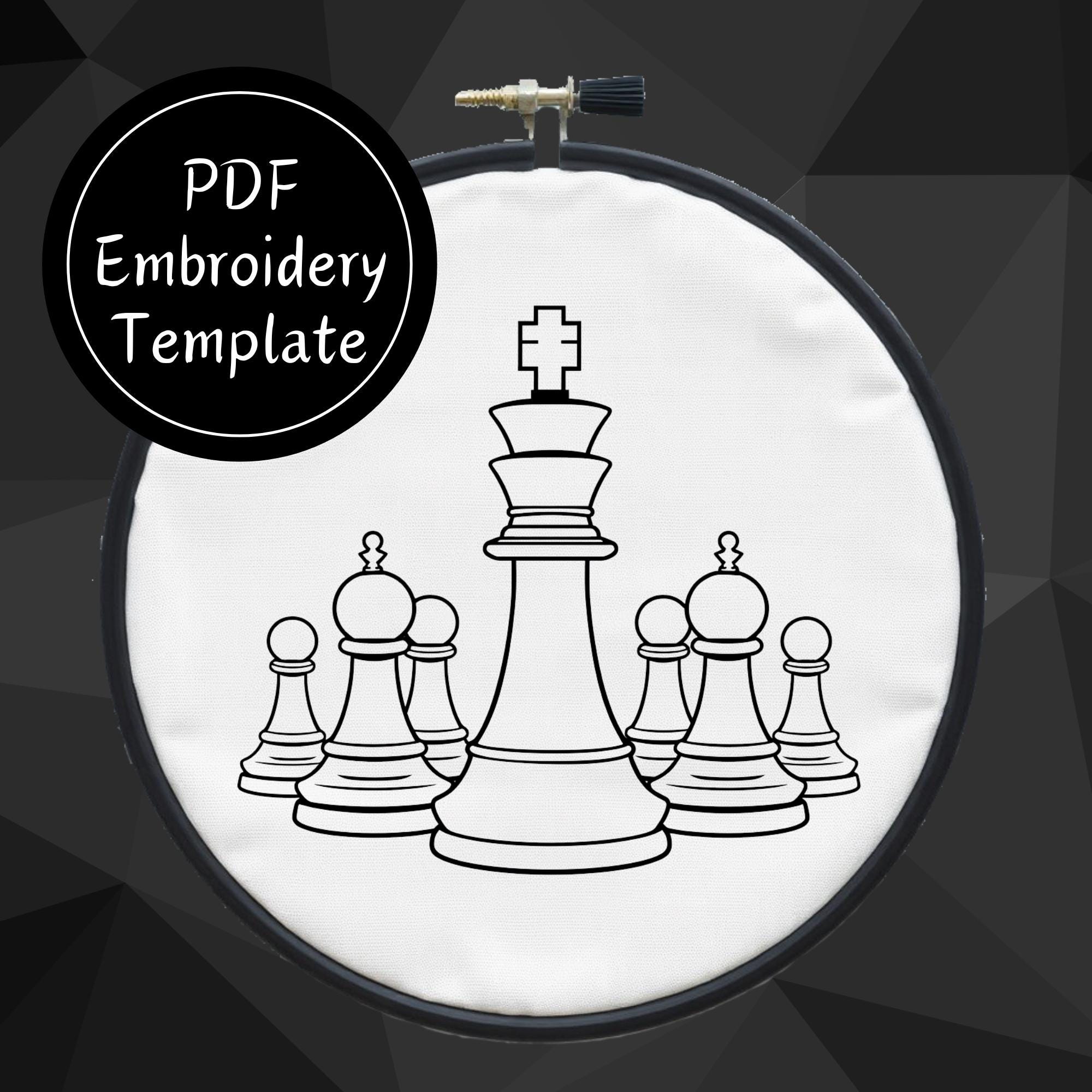 Chess King Hand Embroidery Pattern DIY Embroidery - Etsy