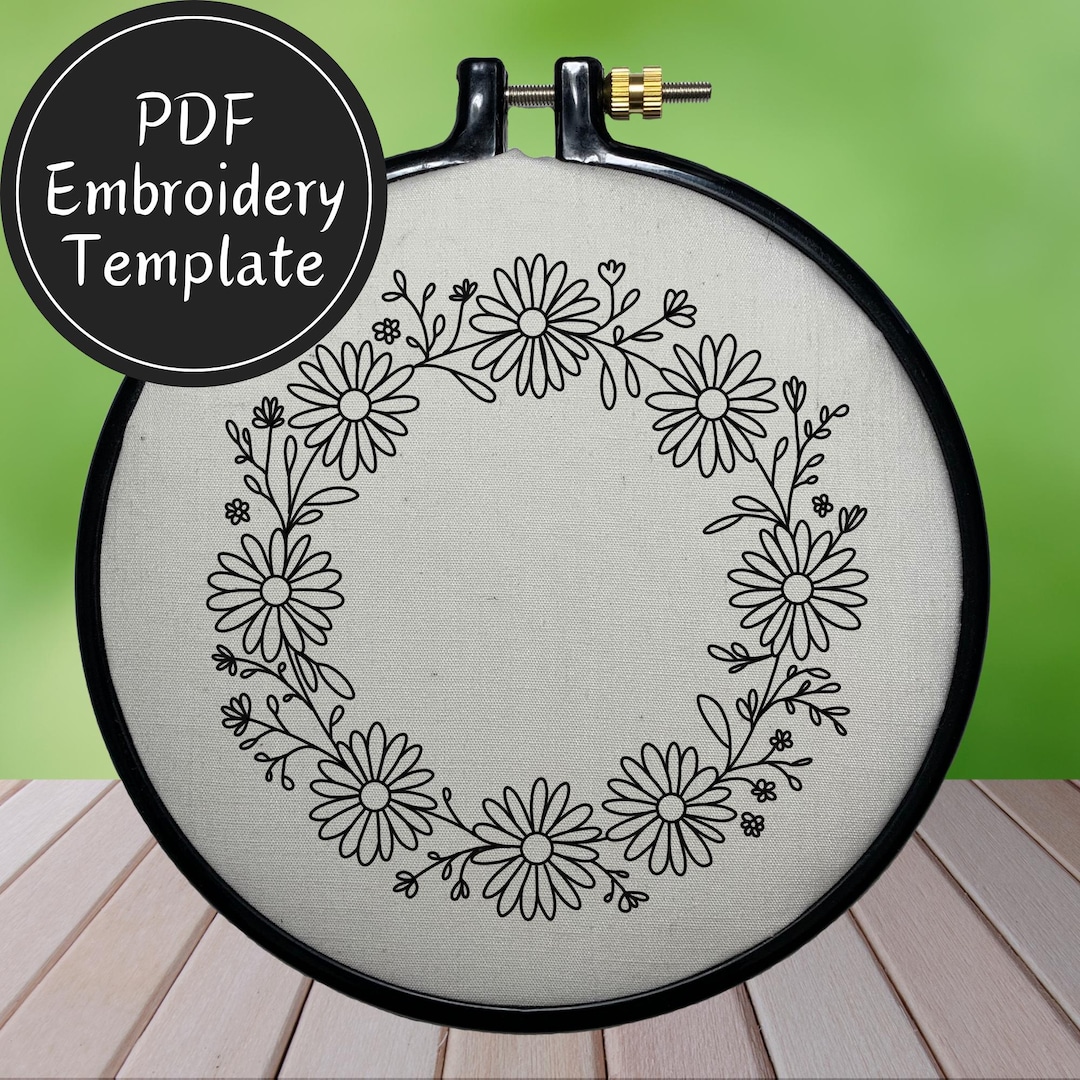 Daisy Chain Wreath Hand Embroidery Pattern DIY Embroidery - Etsy