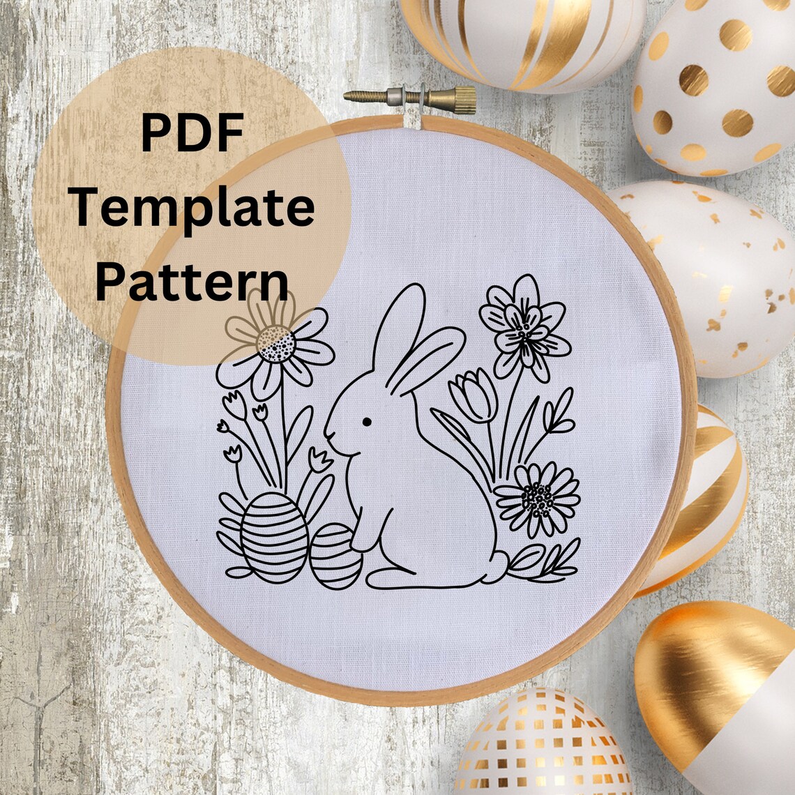 Easter Bunny Hoop Art - Hand Embroidery PDF Pattern - Etsy