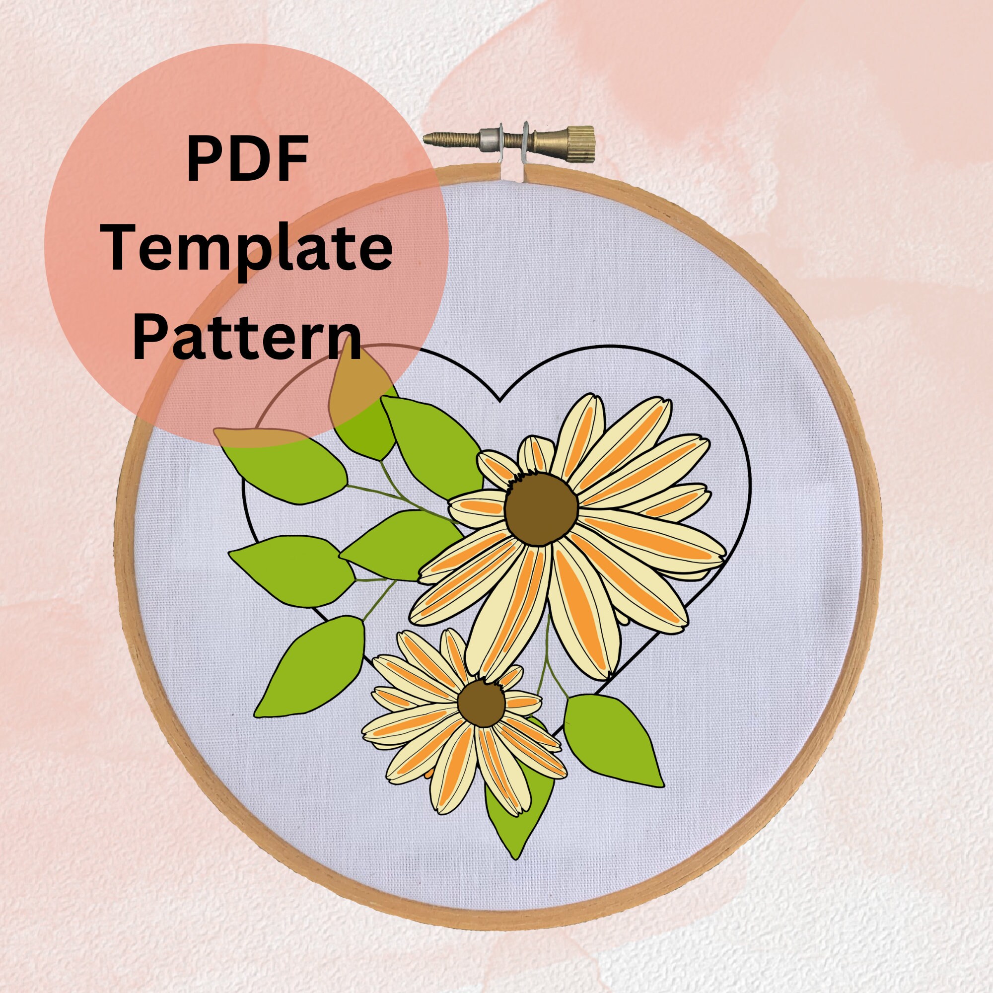 Daisy Heart Hand Embroidery Pattern - DIY Design - Etsy