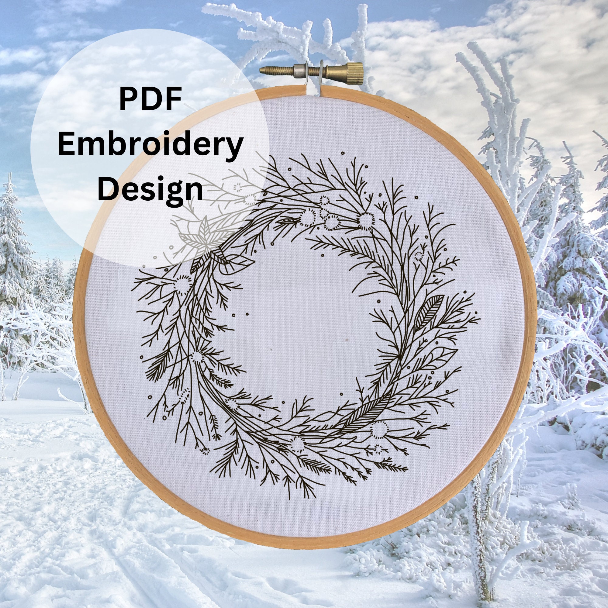 Winter Wreath Hand Embroidery Pattern - DIY Design - Instant Download ...