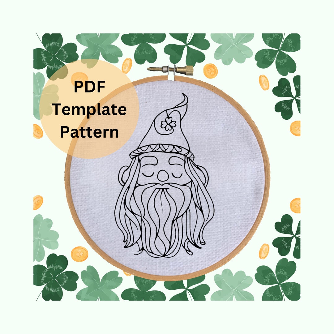 St Patrick's Day Gnome Hand Embroidery Pattern - DIY Design - Etsy