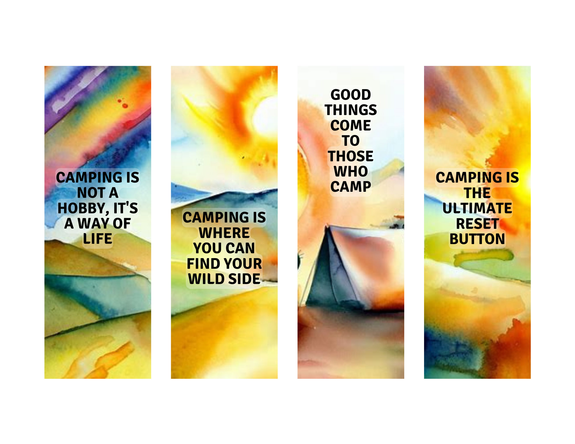 24 Printable Camping Watercolor Bookmarks for Instant Download PDF - Etsy