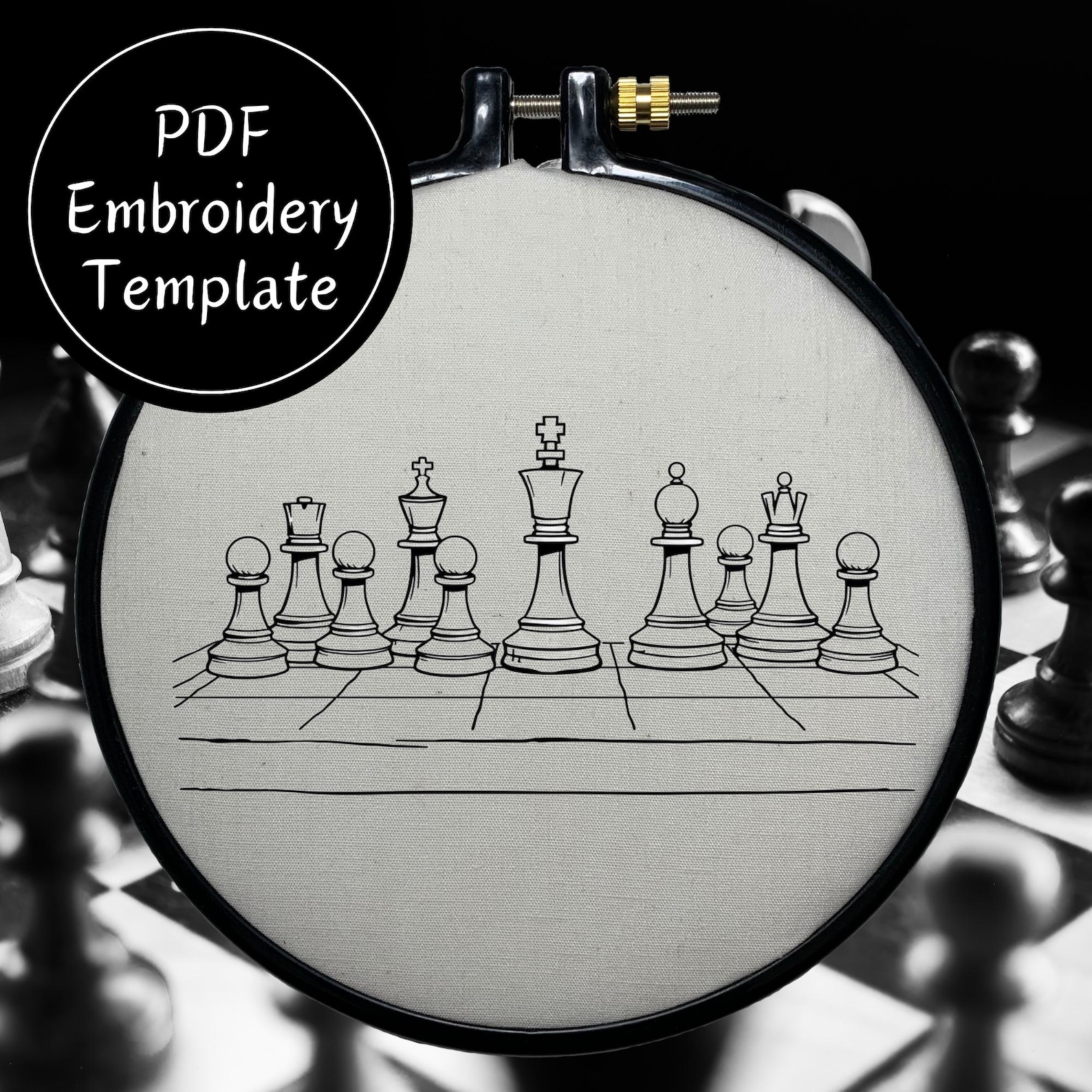 Chess Game Board Hand Embroidery Pattern DIY Embroidery - Etsy