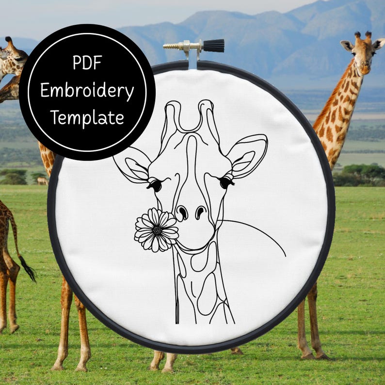 Giraffe - Hand Embroidery Template - Instant Download - Etsy
