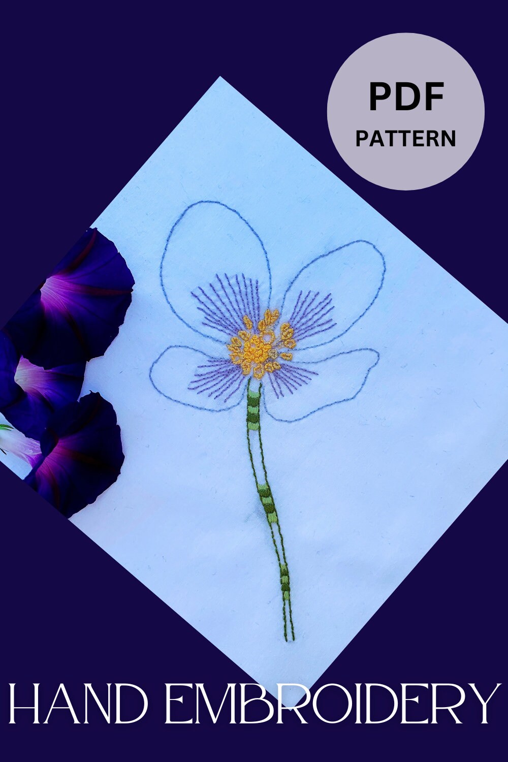 Four Petal Wildflower Hand Embroidery PDF Pattern - Etsy