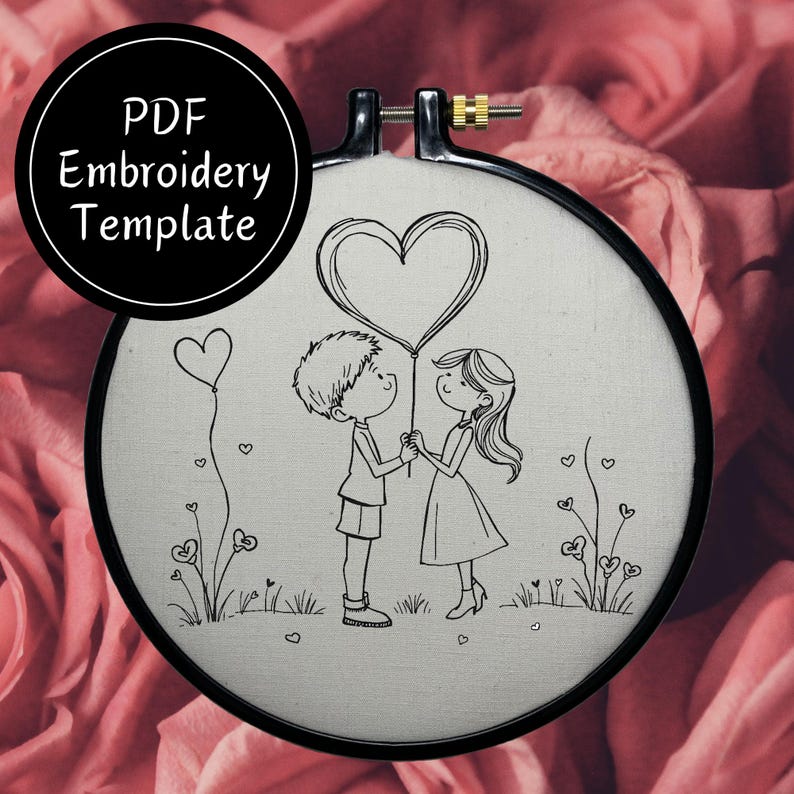 Valentine Couple Hand Embroidery Pattern DIY Embroidery - Etsy