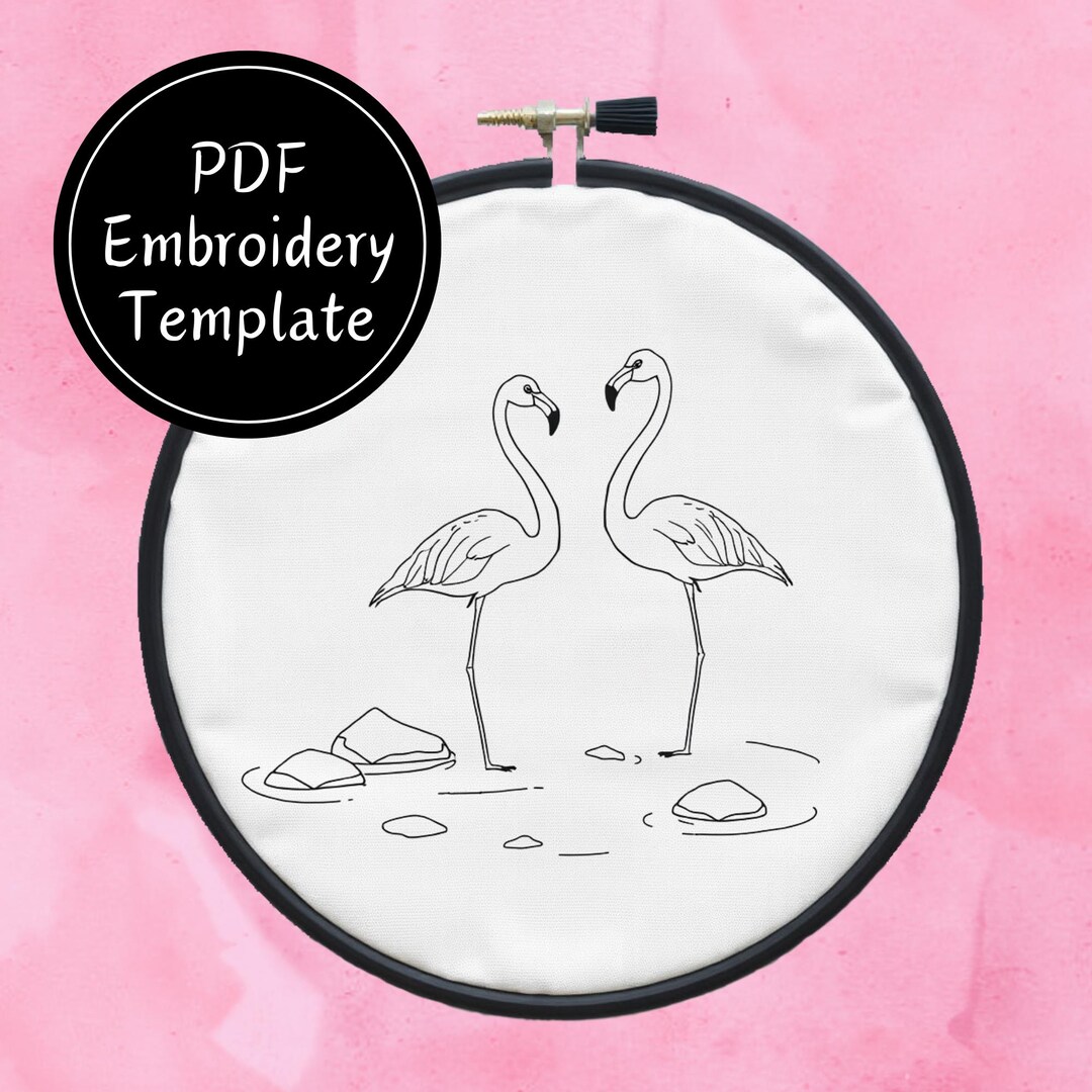 Flamingos Hand Embroidery Pattern DIY Embroidery - Etsy