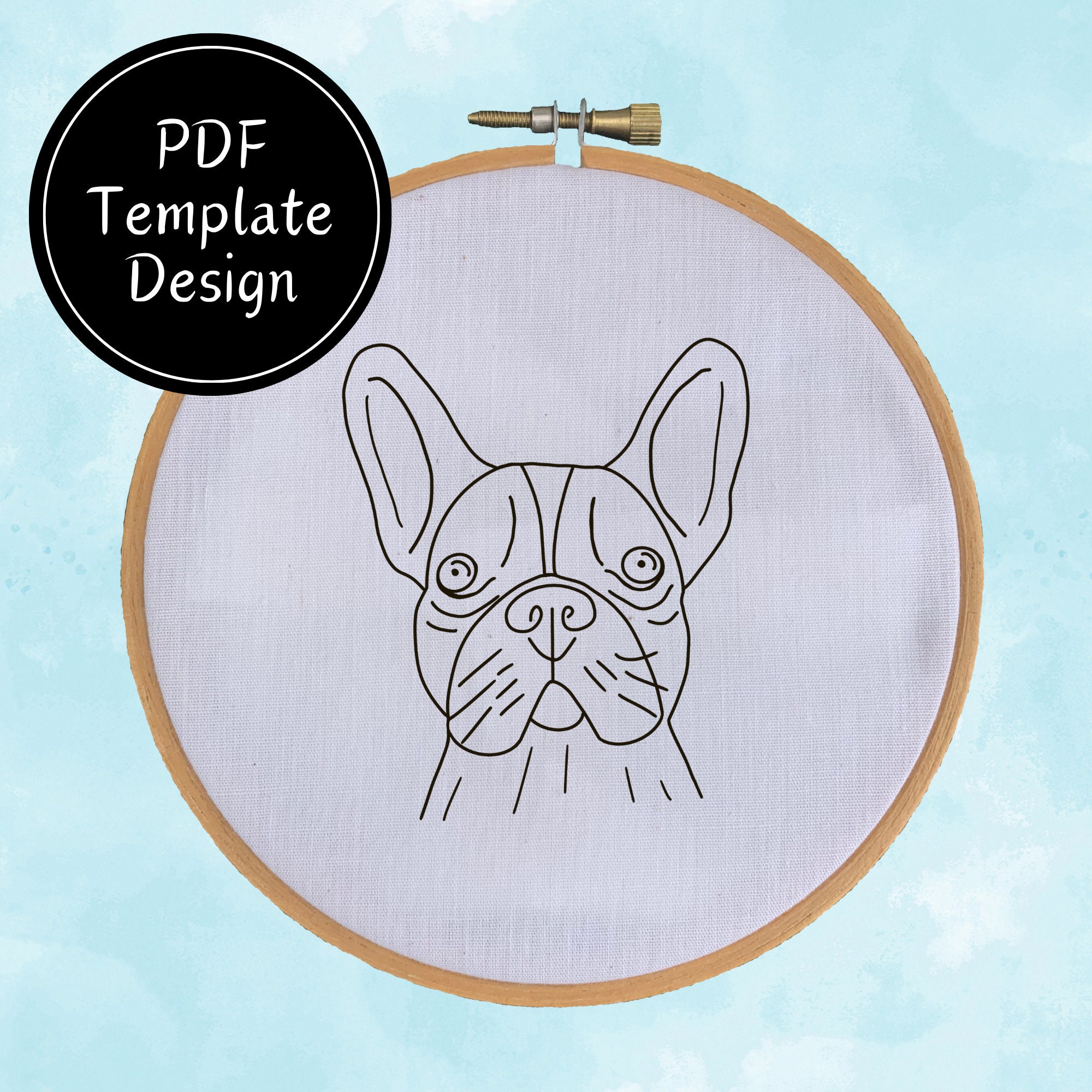 Frenchie Hand Embroidery Pattern - DIY Design - Etsy