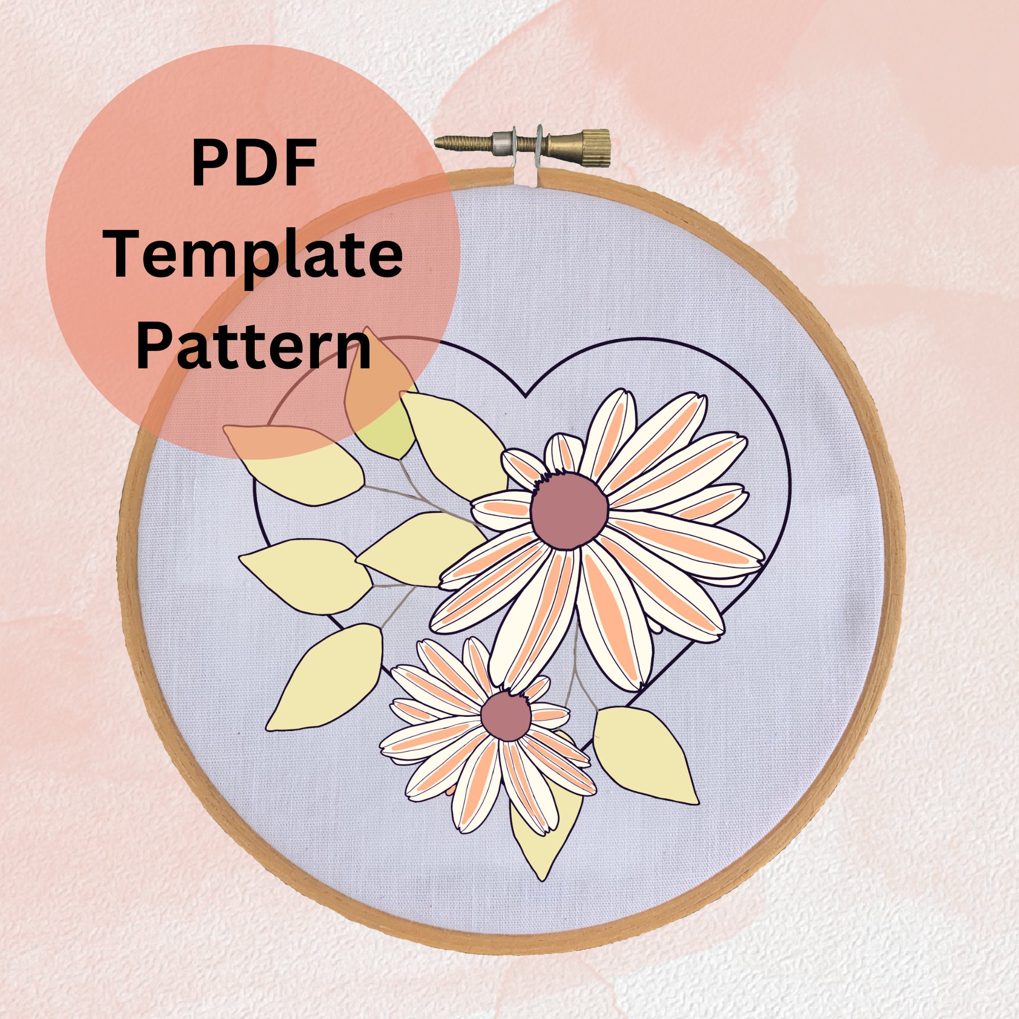 Daisy Heart Hand Embroidery Pattern - DIY Design - Etsy