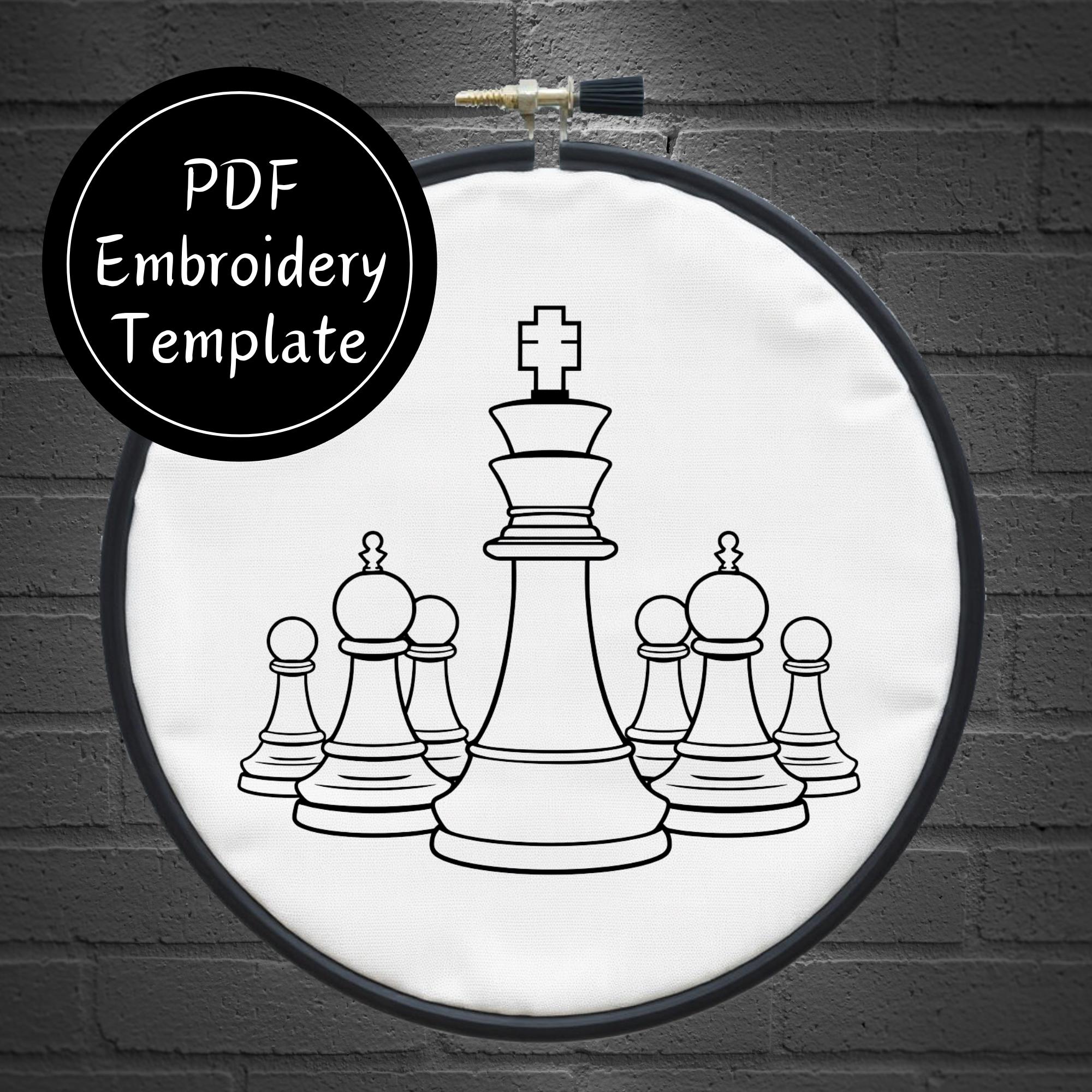 Chess King Hand Embroidery Pattern DIY Embroidery - Etsy