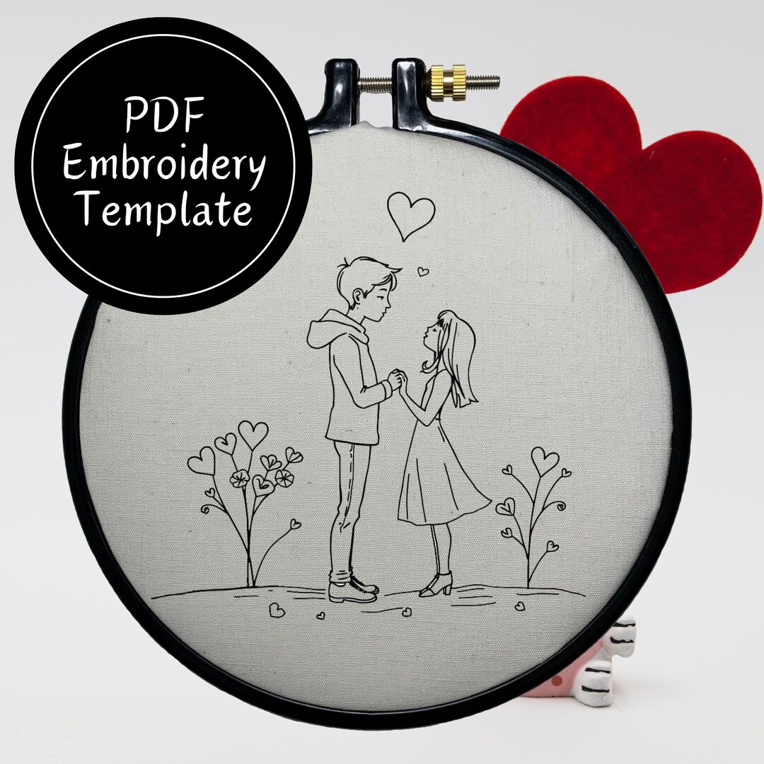 Valentine Couple Hand Embroidery Pattern DIY Embroidery - Etsy