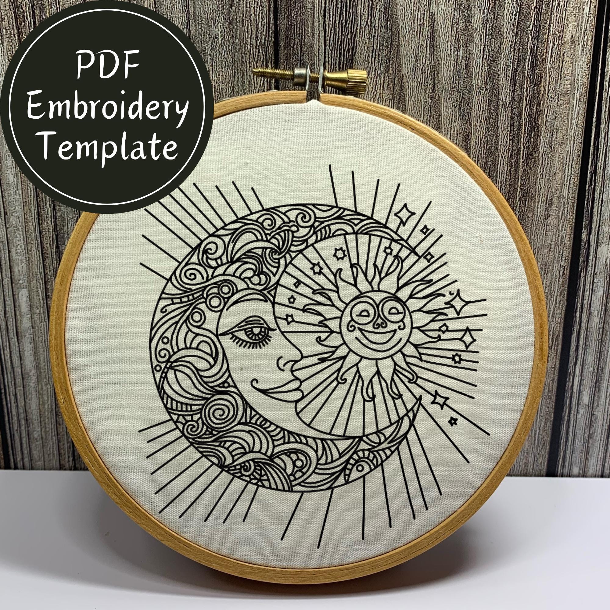 Happy Sun Moon Hand Embroidery Pattern DIY Embroidery - Etsy