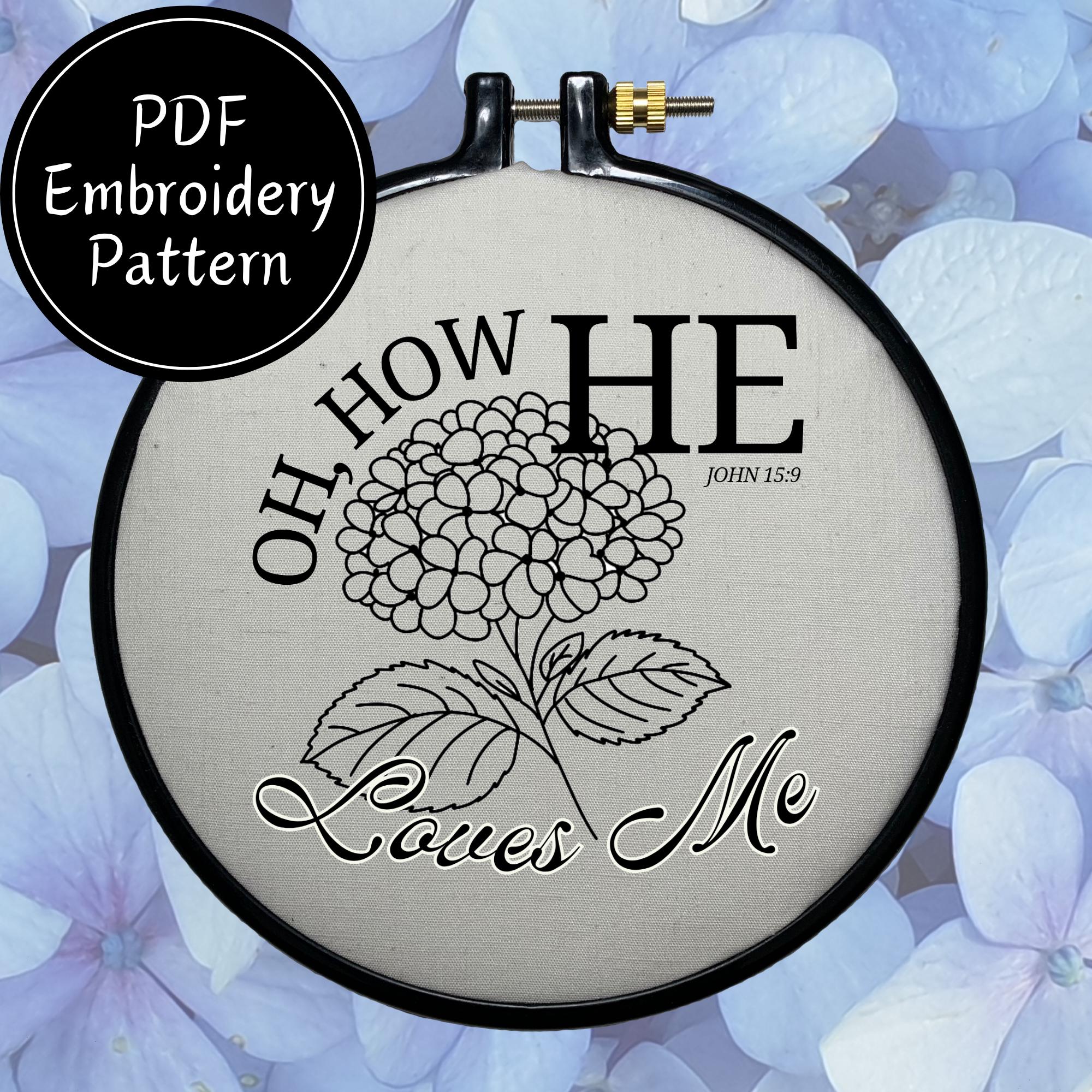 Hydrangea Scripture Positive Quote Hand Embroidery Pattern DIY ...