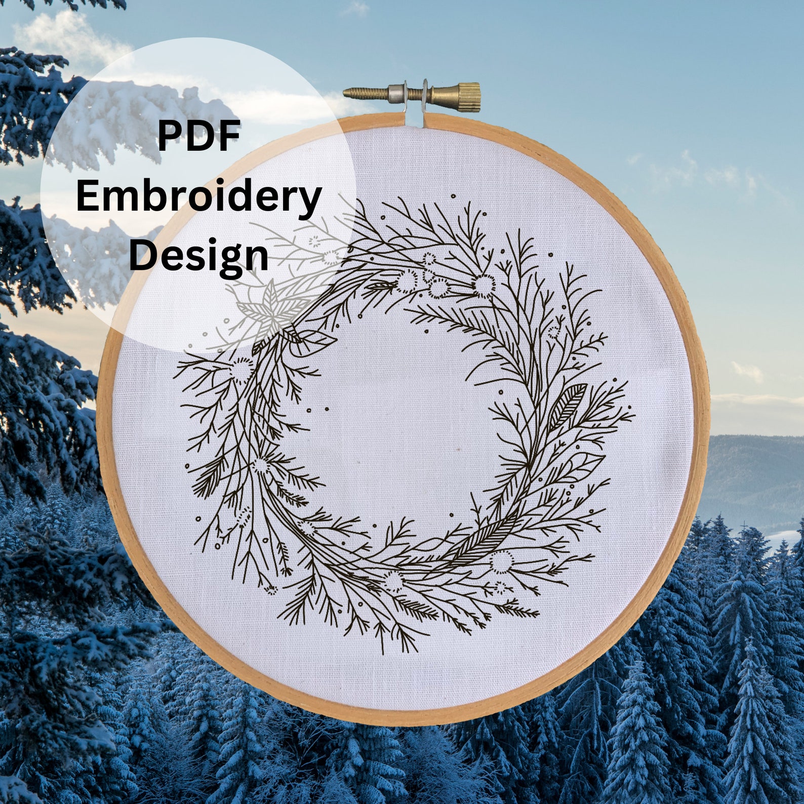 Winter Wreath Hand Embroidery Pattern - DIY Design - Instant Download ...