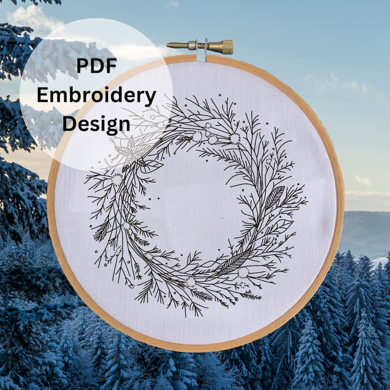 Winter Wreath Hand Embroidery Pattern - DIY Design - Instant Download ...