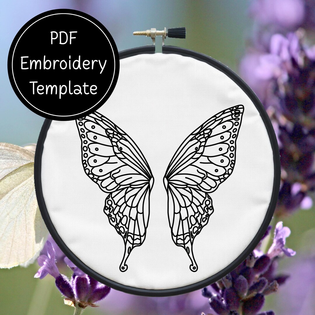 Butterfly Wings Hand Embroidery Pattern DIY Insect Design for Hand ...