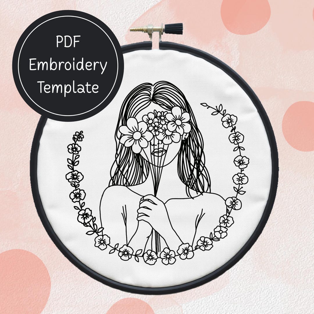 Flower Girl Hand Embroidery Pattern DIY Flower Design for Hand ...