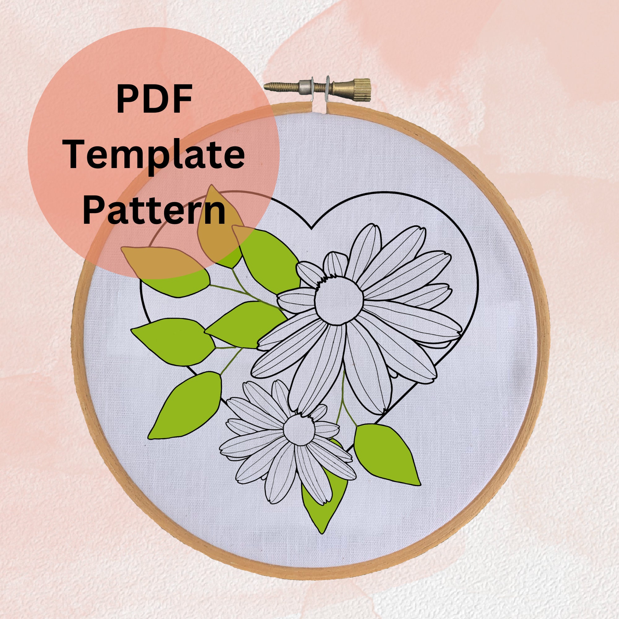 Daisy Heart Hand Embroidery Pattern - DIY Design - Etsy