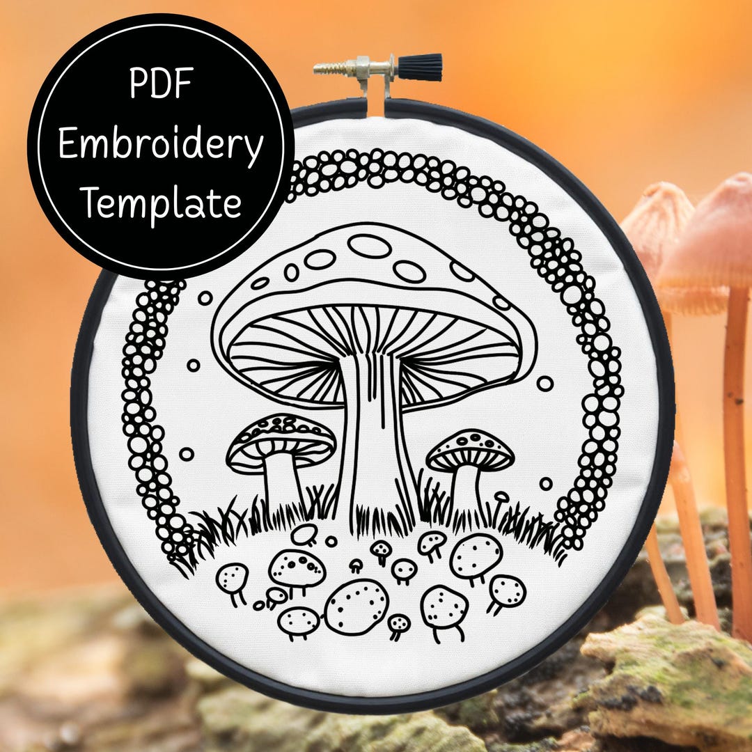Mushroom Hand Embroidery Pattern DIY Nature Design for Hand Stitching ...