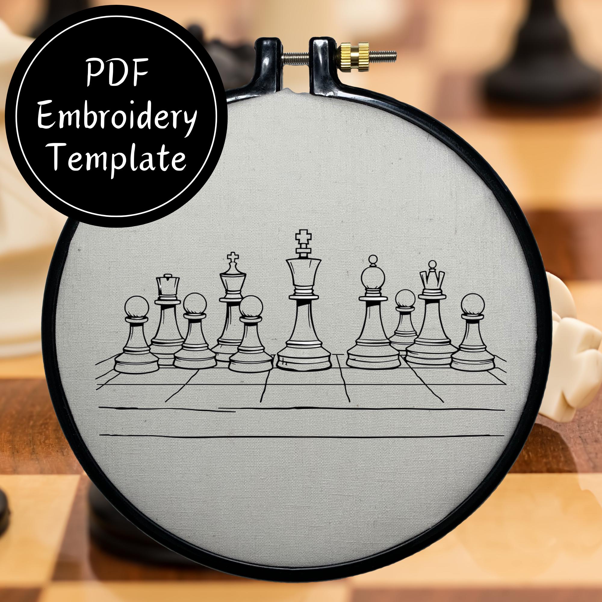 Chess Game Board Hand Embroidery Pattern DIY Embroidery - Etsy