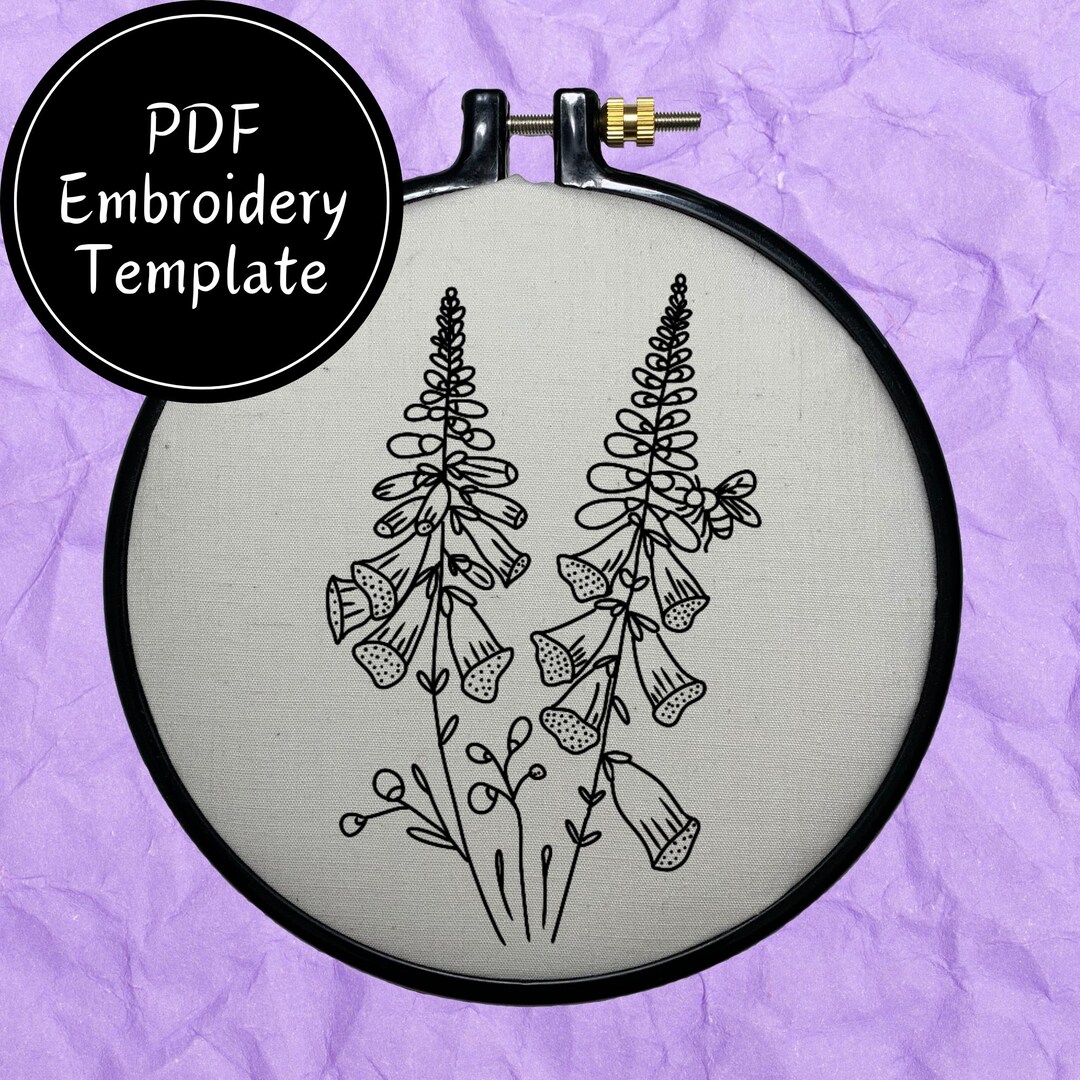 Foxglove Flower Hand Embroidery Pattern DIY Embroidery - Etsy