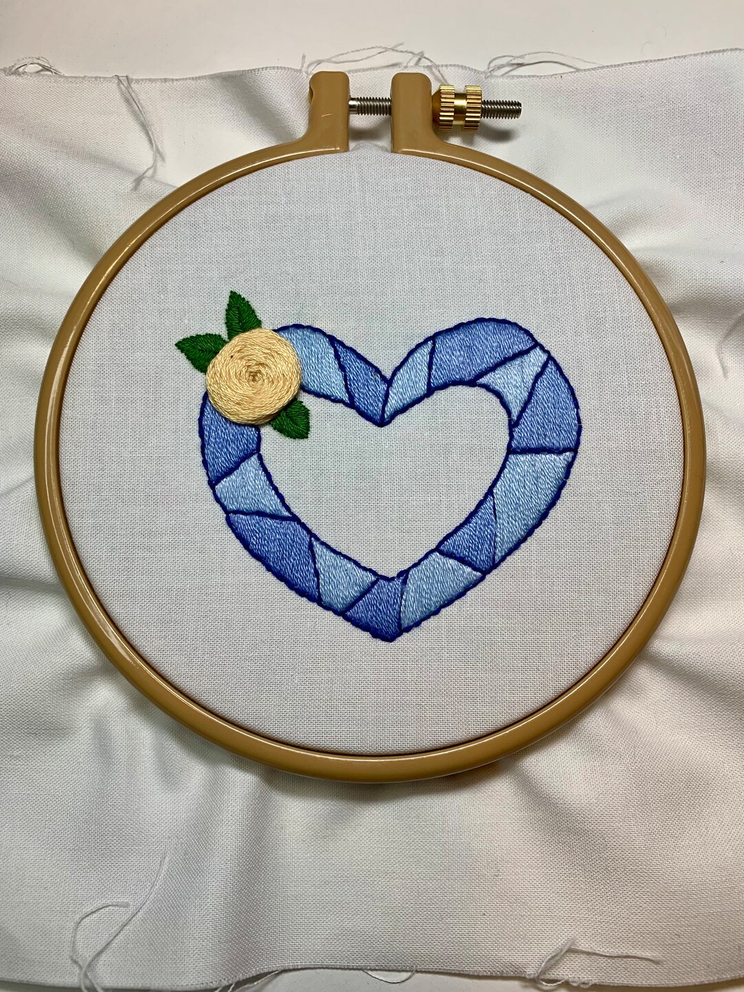 Blue Fractured Heart Hand Embroidery Pattern - DIY Design - Etsy