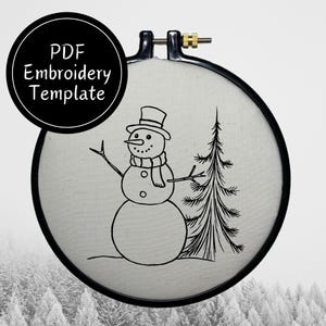 Snowman and Pine Tree Hand Embroidery Pattern DIY Embroidery - Etsy