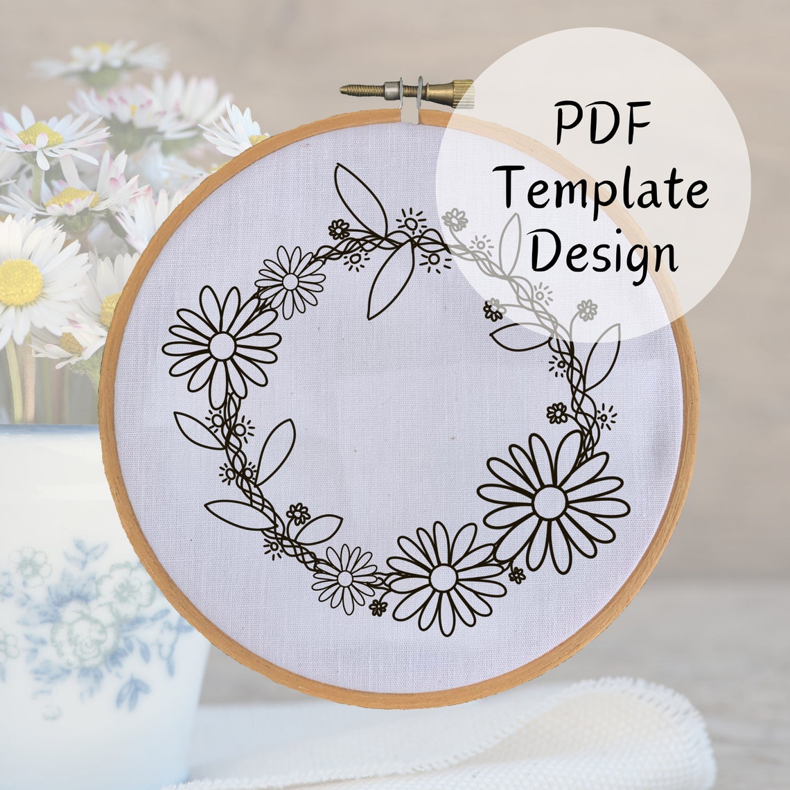 Daisy Chain Wreath Hand Embroidery Pattern - DIY Design - Etsy