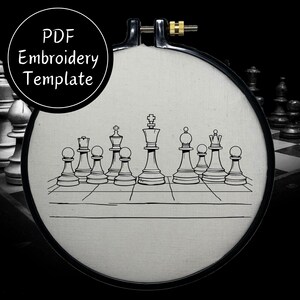 Chess Game Board Hand Embroidery Pattern DIY Embroidery - Etsy