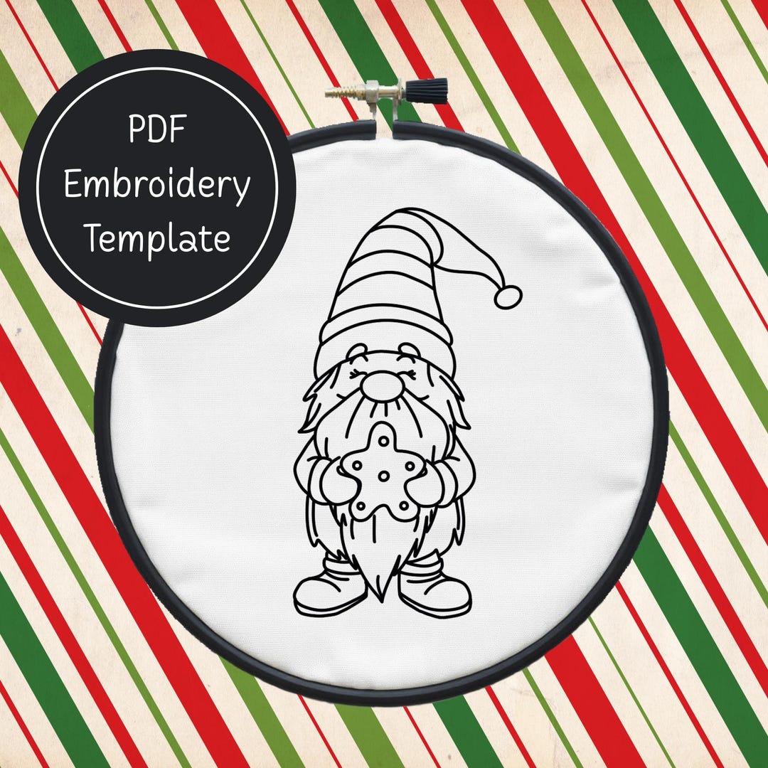 Christmas Elf Hand Embroidery Template PDF - DIY Holiday Design for ...