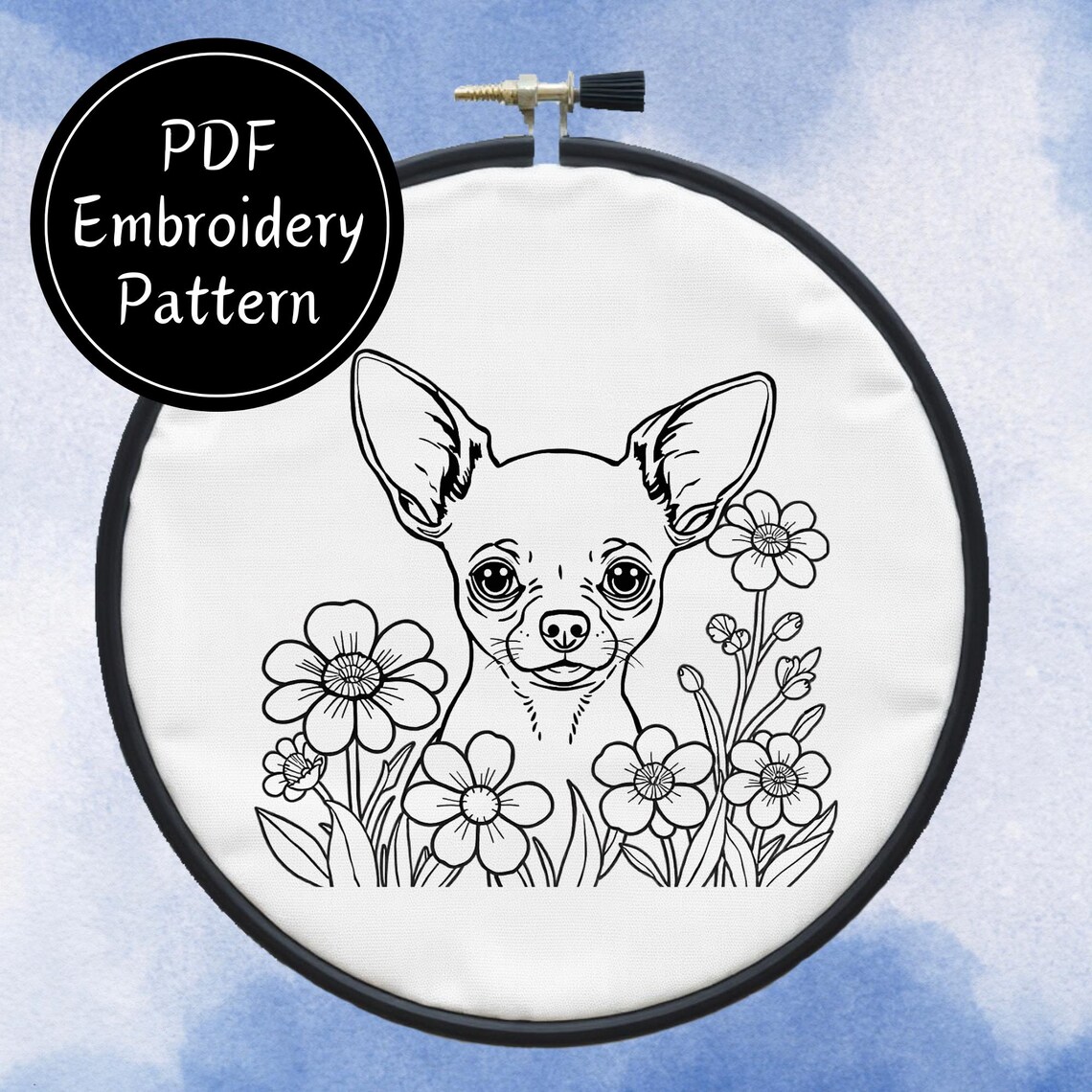 Chihuahua Hand Embroidery Pattern DIY Embroidery - Etsy