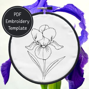 Iris Hand Embroidery Pattern DIY Floral Design for Hand Stitching ...