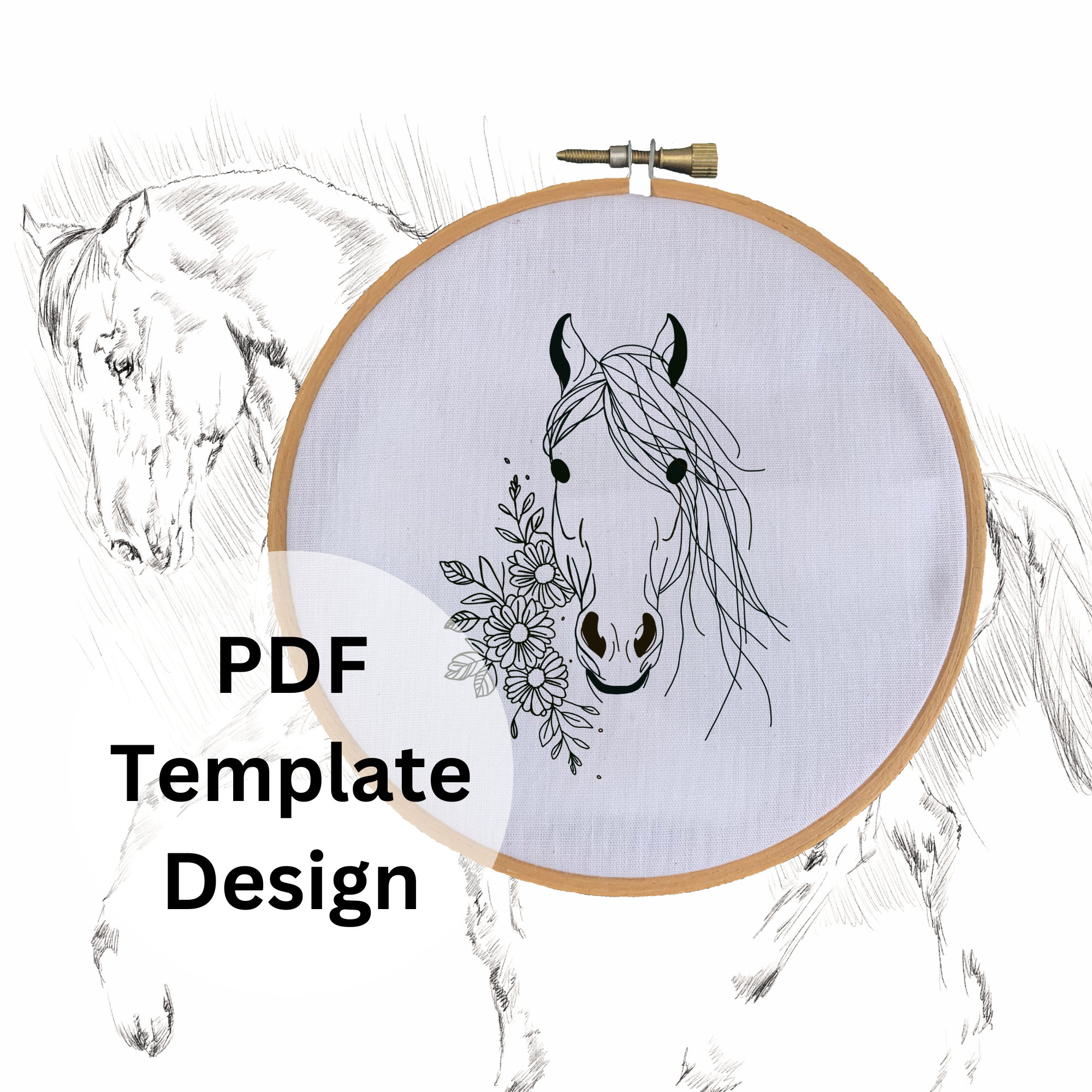 Horse and Flower Hand Embroidery Pattern - DIY Design - Etsy