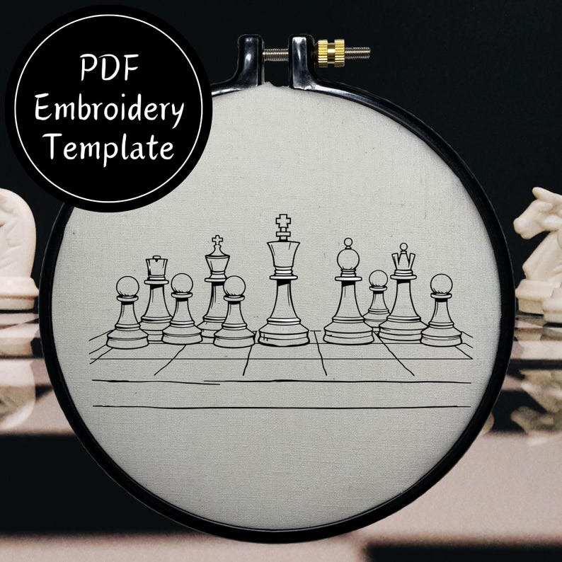 Chess Game Board Hand Embroidery Pattern DIY Embroidery - Etsy