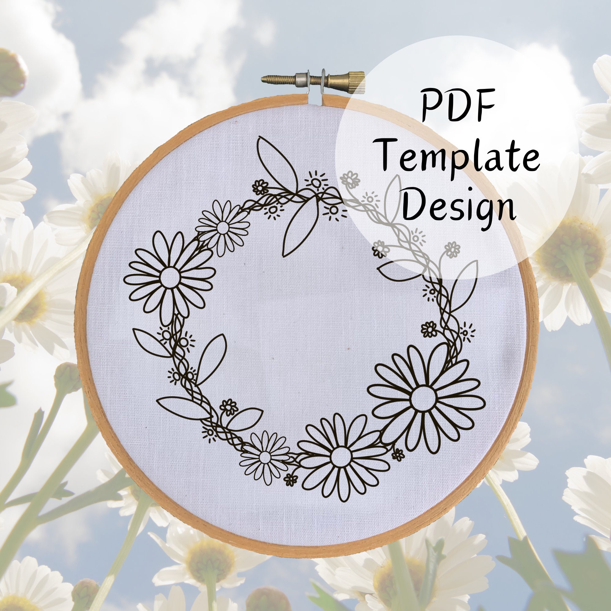 Daisy Chain Wreath Hand Embroidery Pattern - DIY Design - Etsy