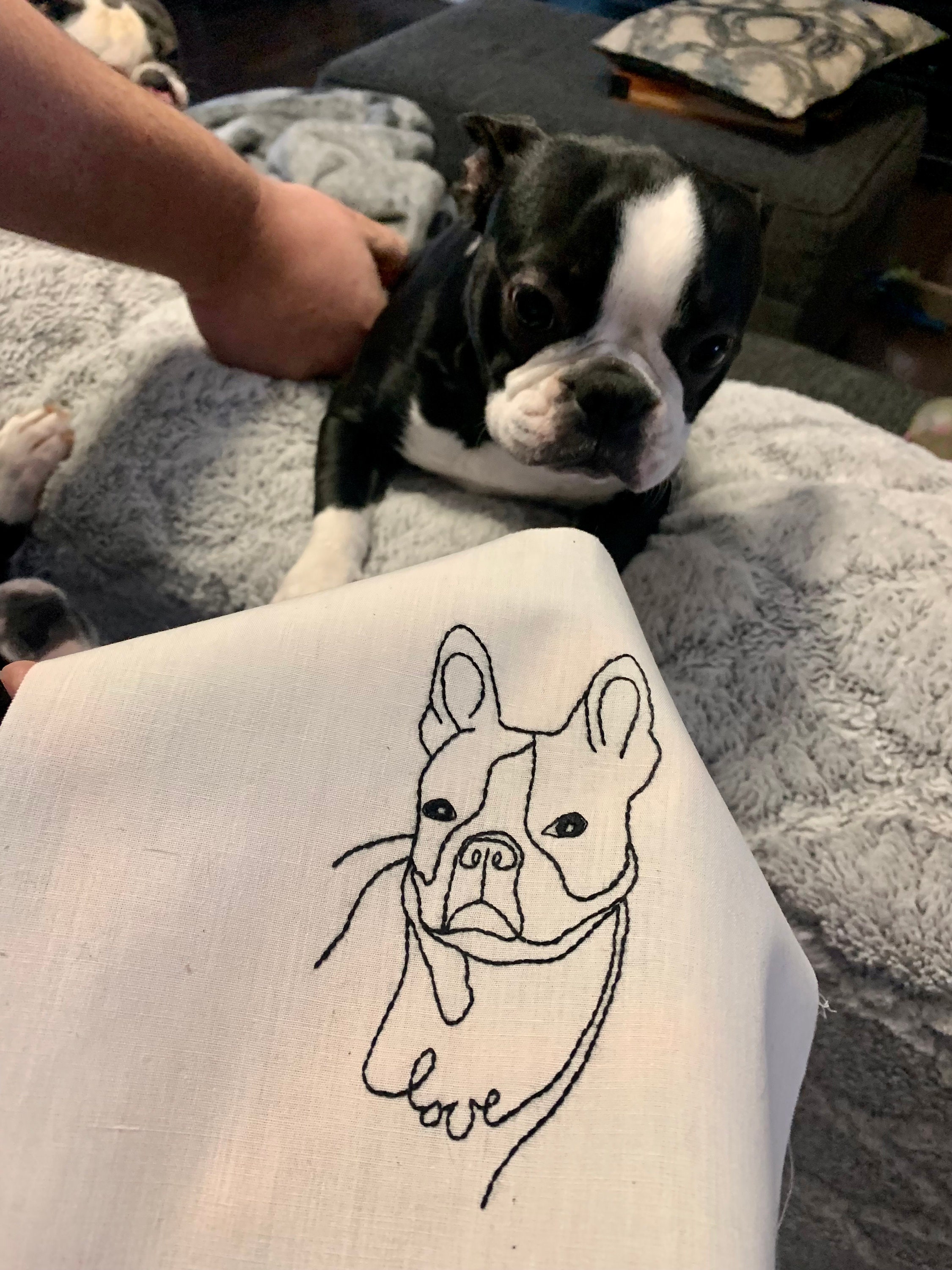 Boston Terrier Easy Embroidery Pattern (instant Download) - Etsy