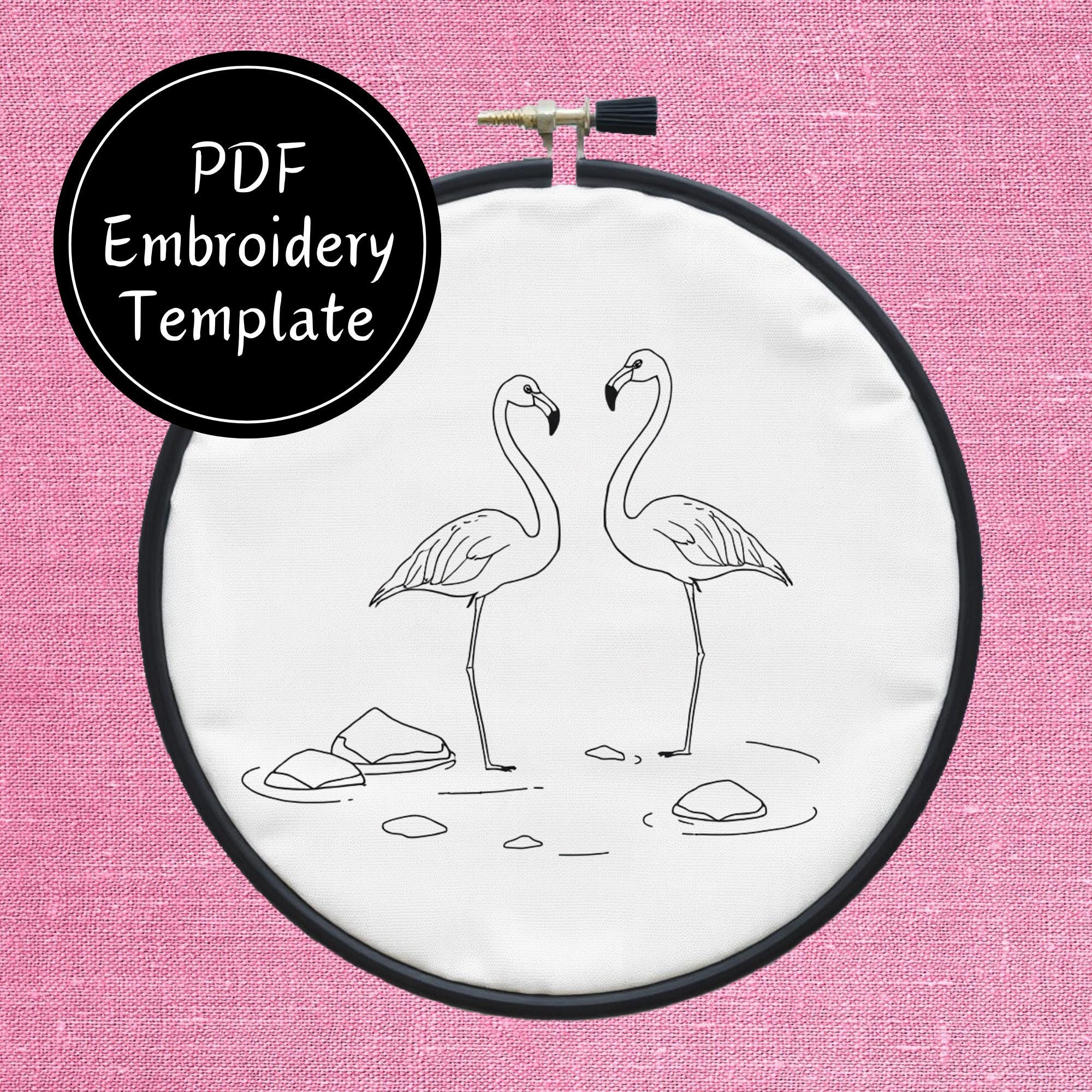 Flamingos Hand Embroidery Pattern DIY Embroidery - Etsy