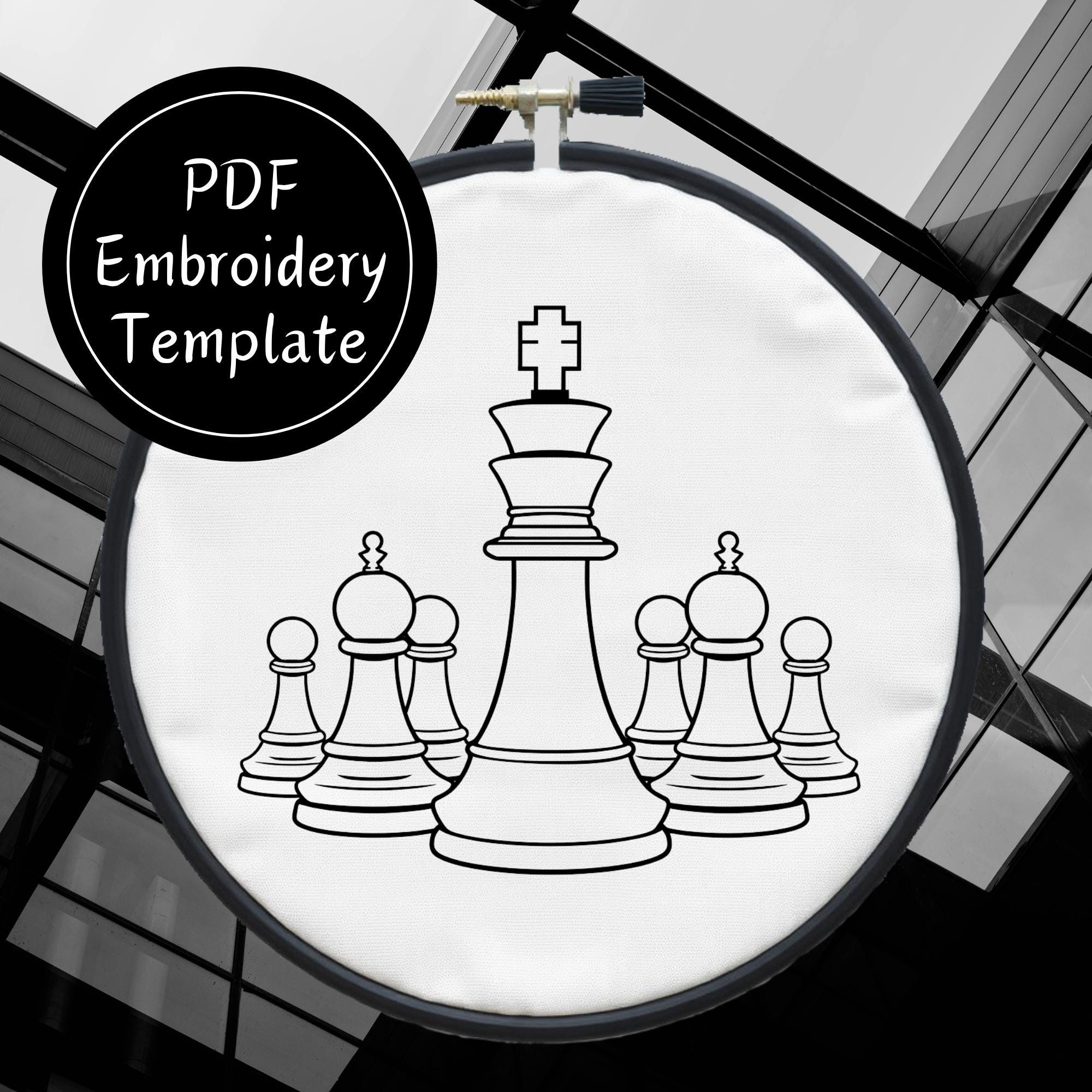 Chess King Hand Embroidery Pattern DIY Embroidery - Etsy