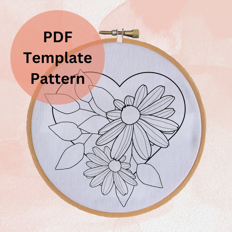 Daisy Heart Hand Embroidery Pattern - DIY Design - Etsy