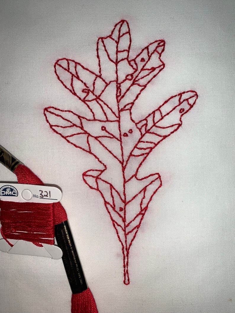 Fractured Oak Leaf Hand Embroidery Pattern - Intermediate Design - Etsy