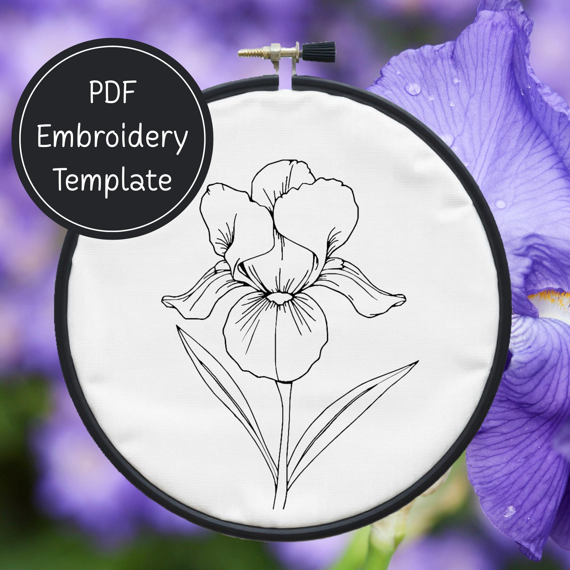 Iris Hand Embroidery Pattern DIY Floral Design for Hand Stitching ...
